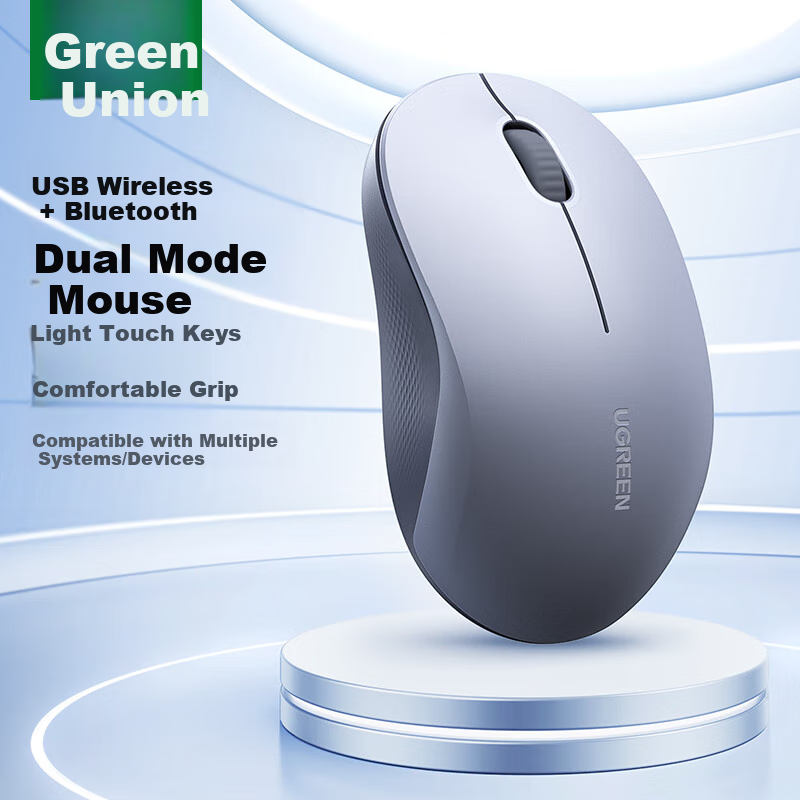 UGREEN Wireless Bluetooth Mouse, Silent Office Mouse, Dual Mode Mouse, Compatible with Apple, Huawei, Xiaomi, Laptops, iPad, Tablets, Desktops