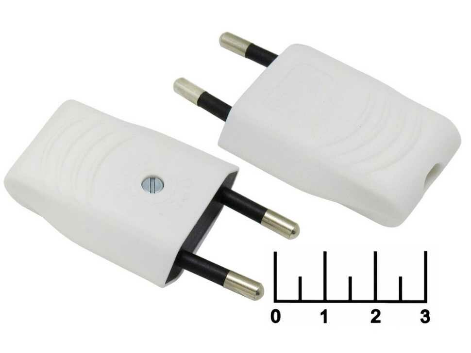 Вилка электрическая без земли белая плоская TDM (1806-0089)
