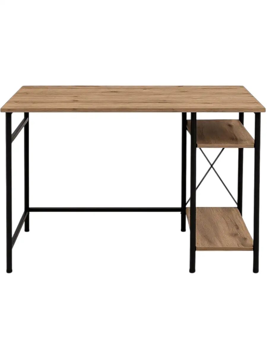 Стол письменный компьютерный, столик для ноутбука 1100x600x765 мм лофт, 2 полки, металл ЛДСП, Brabix Smart, 641946