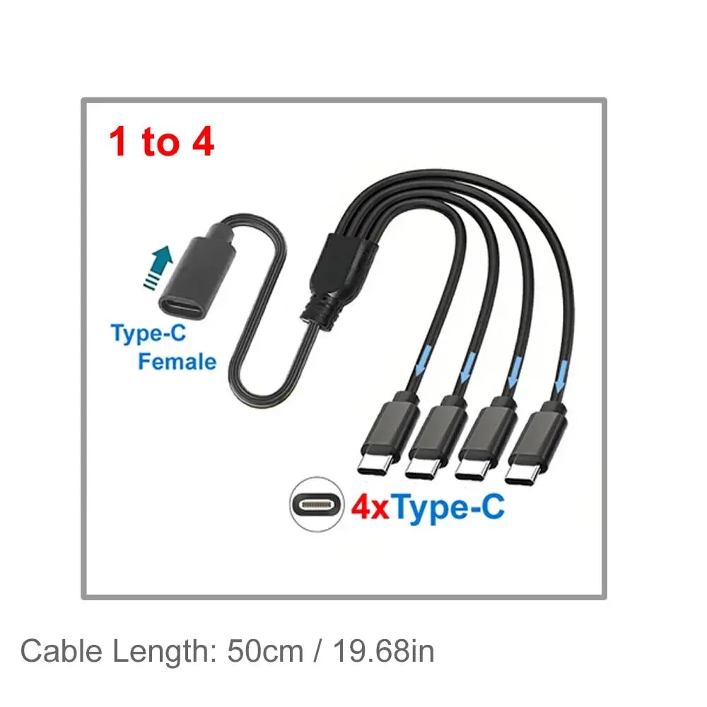 USB-C 1 to 4xType-C кабель 50см