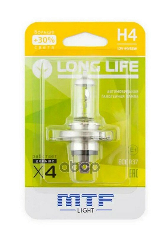 Лампа MTF H4-12-60/55 +30% Long Life x4 2900K 1000/1650Lm блистер MTF Light арт. HLL1204b - высокое качество товара по низкой
