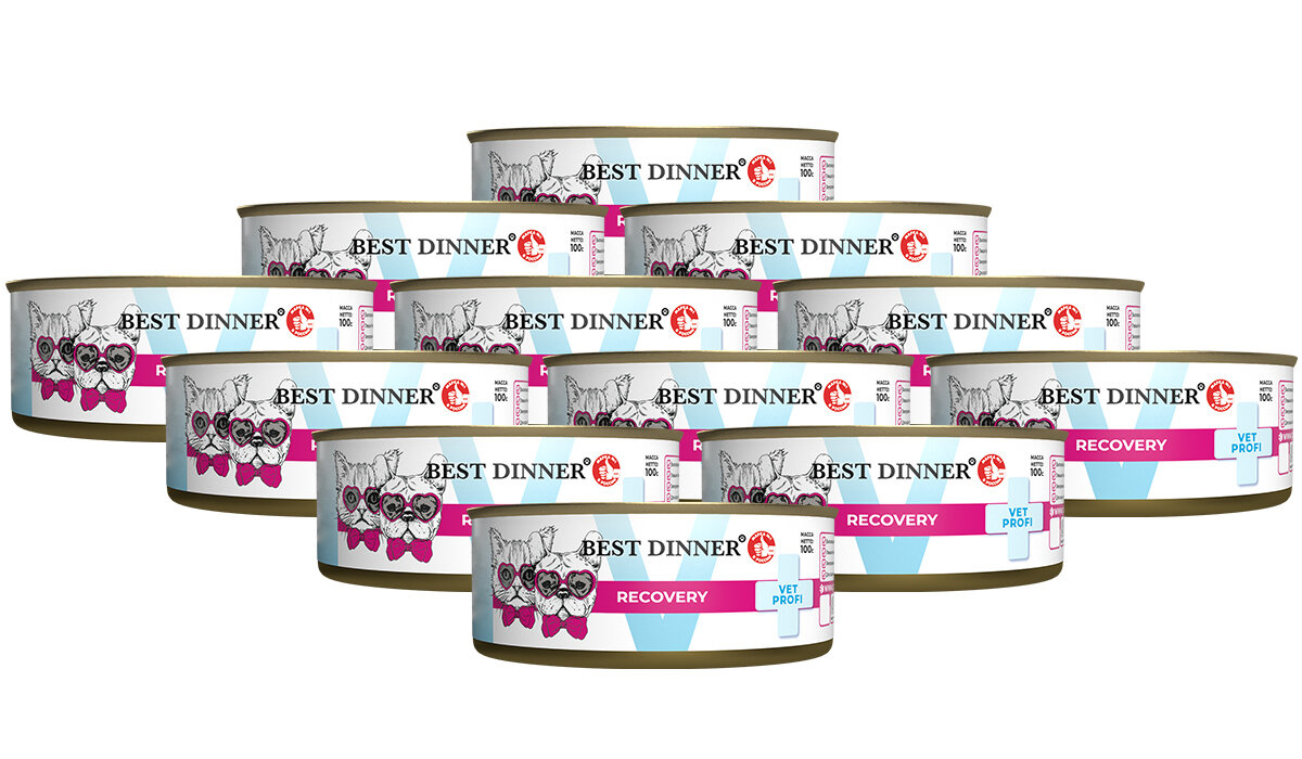 Корм влажный Best Dinner Vet Profi Recovery для собак и кошек в период восстановления и выздоровления, 100 г х 12 шт