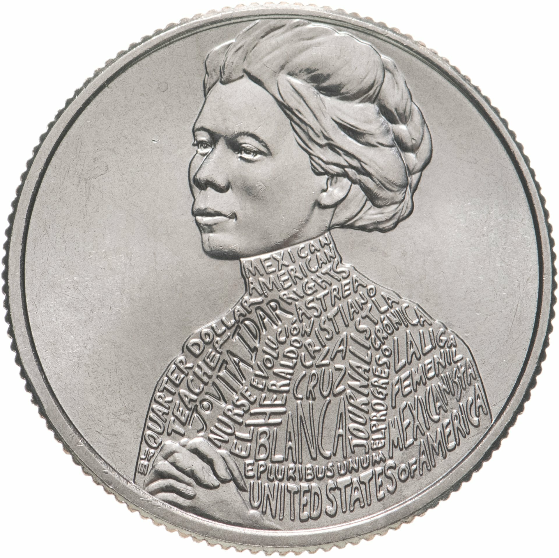 США 1/4 доллара 25 центов, квотер 2023 P Американские женщины - Журналистка Джовита Идар 9-я, Мельхиор медь-никель, в сохранности UNC