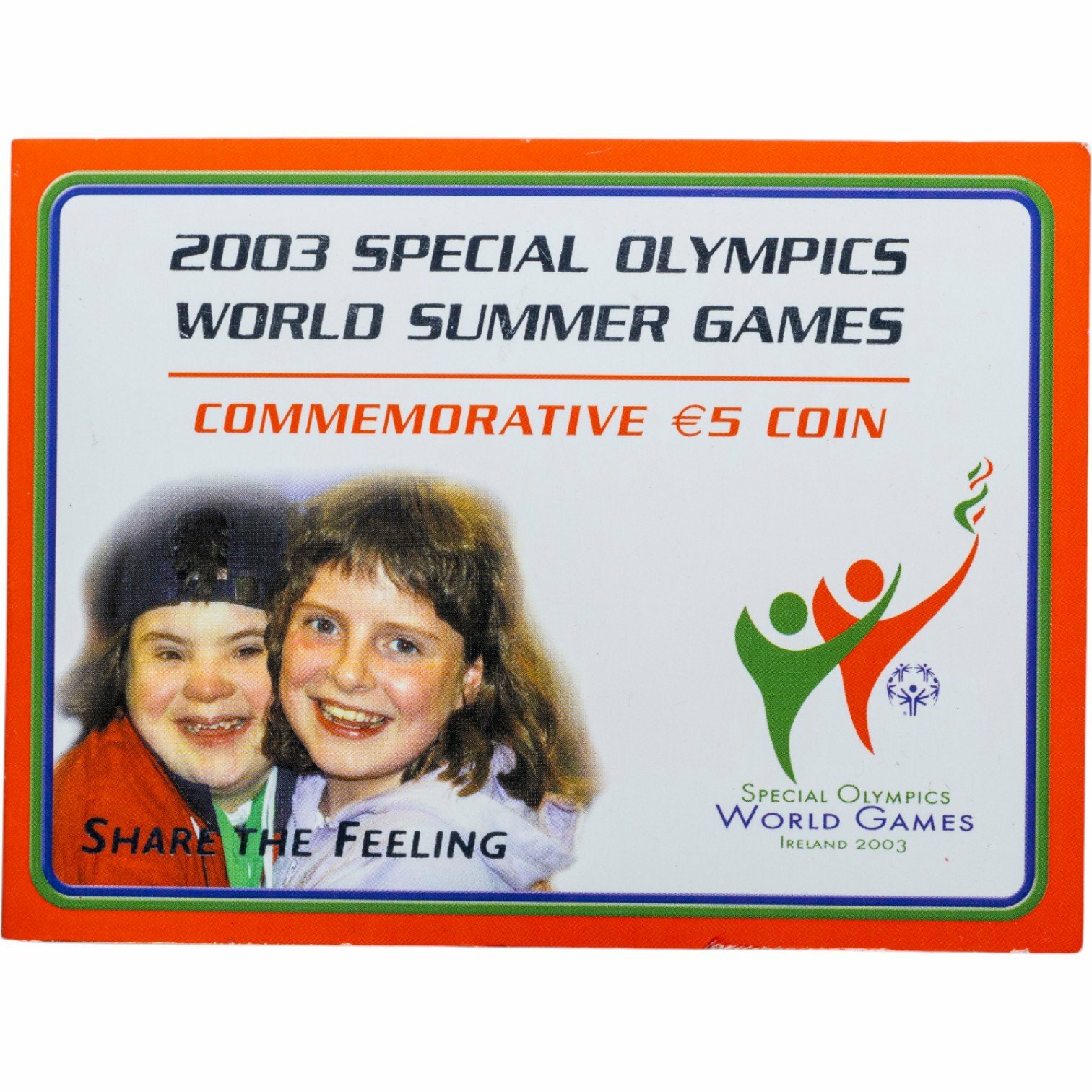 Ирландия 5 евро 2003 "Специальная Олимпиада 2003 в Дублине" в буклете, Мельхиор медь-никель, в сохранности BUNC