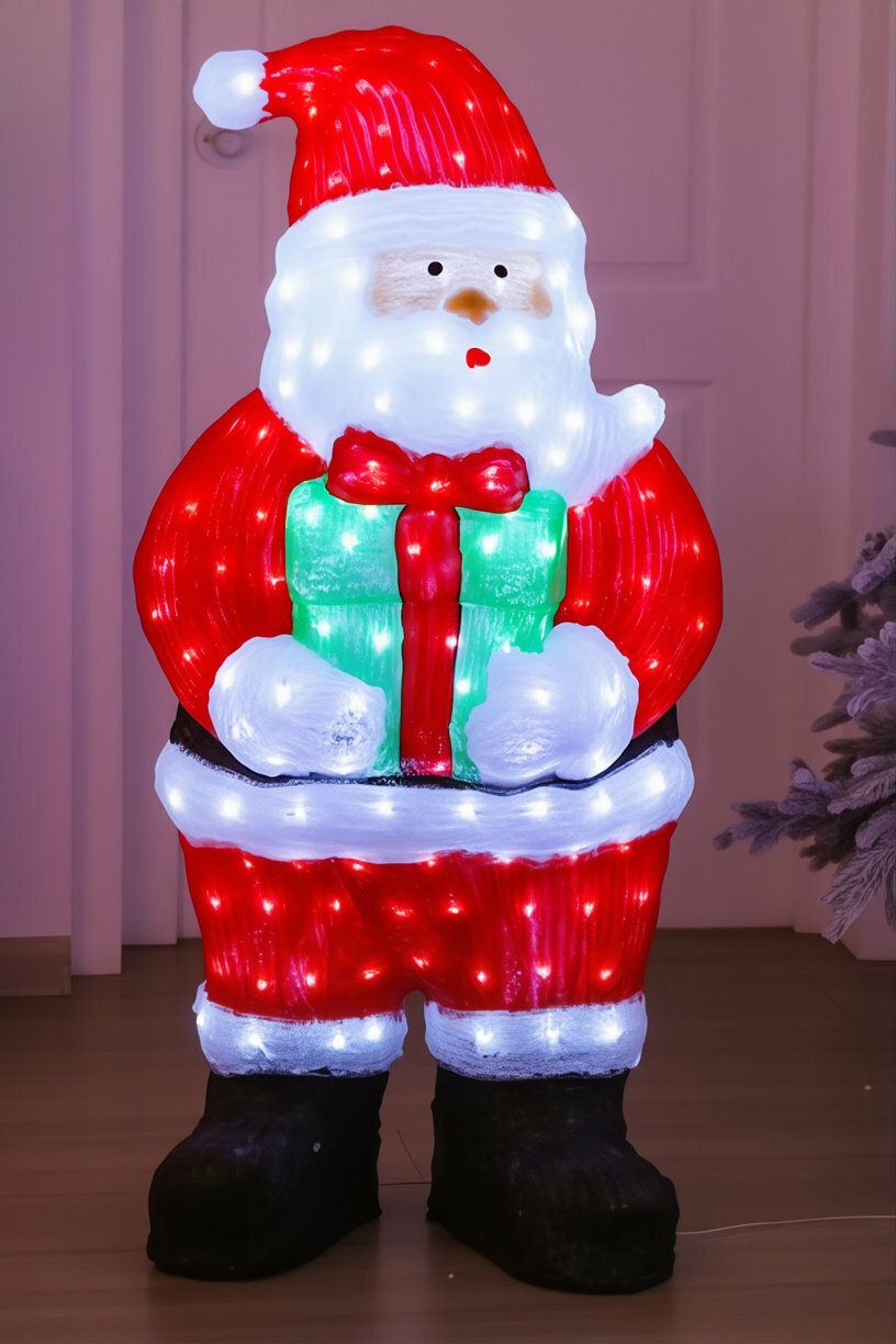 Декоративная светящаяся фигура ДЕД мороз встречает гостей, акрил, 400 холодных белых LED-огней, 120 см, таймер, уличный, Winter Deco 4060444