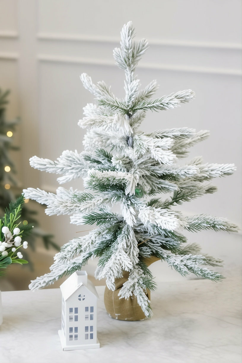 Настольная елка в мешочке айси заснеженная, 50 см, литая 100%, Winter Deco 1000912