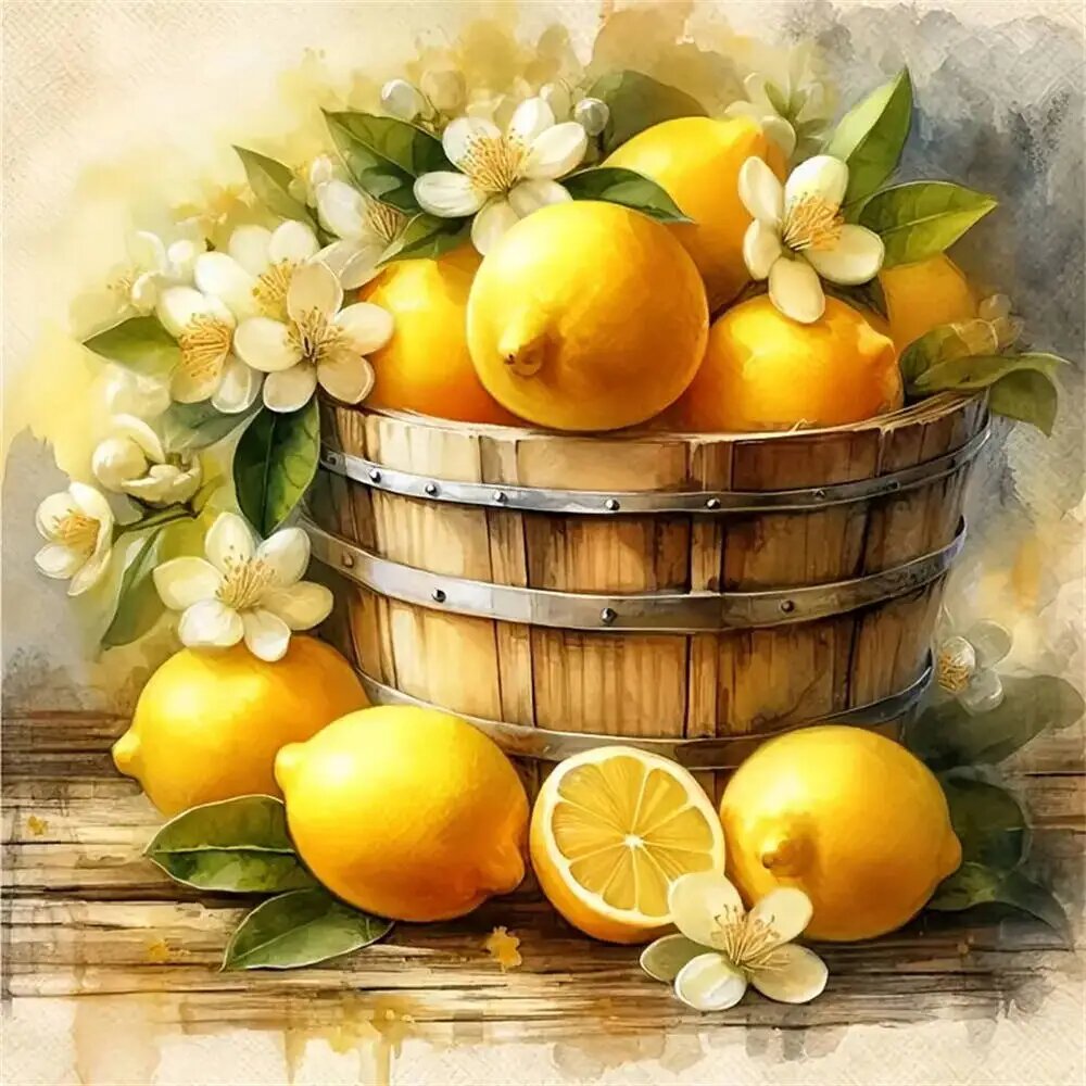 Алмазная вышивка MomoArt Лимон, 40x40 см, Full Round