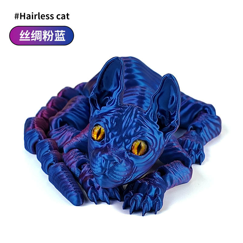 Горячие новые безволосые кошки, подвижные 3D-печатные драконьи украшения, ручной набор 3D-печатных безволосых кошачьих украшений