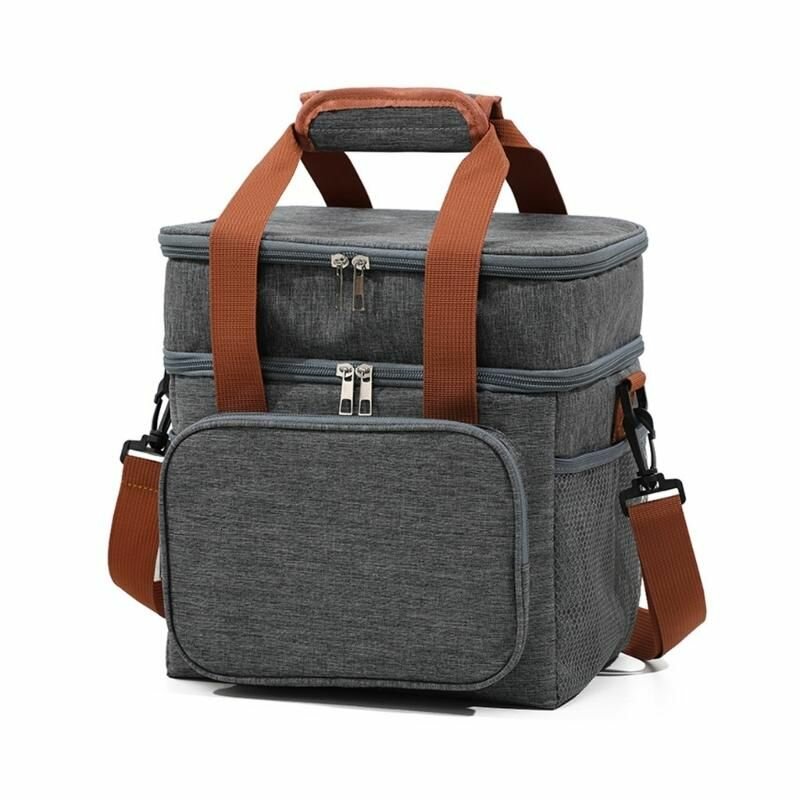 Большая термосумка с двойным слоем для хранения льда, Серый