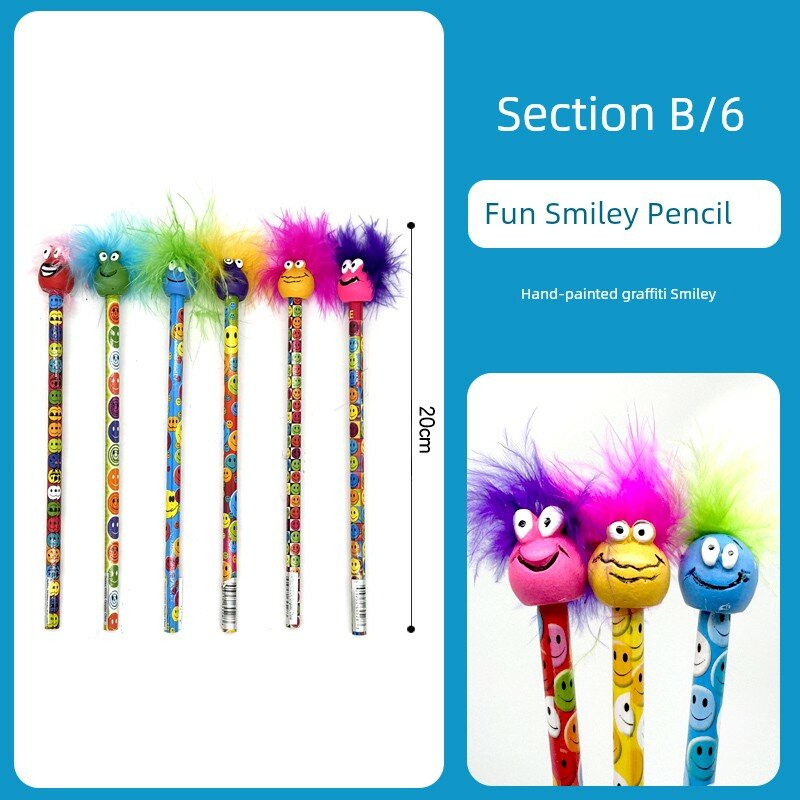 Набор канцелярских принадлежностей GEDDES для нового учебного года: милые карандаши с улыбающимися смайликами,