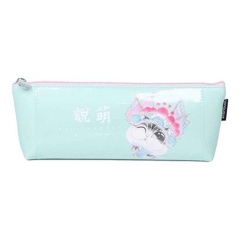 Двухслойный пенал в китайском стиле с рисунком льва, вместительный пенал из искусственной кожи и холста для