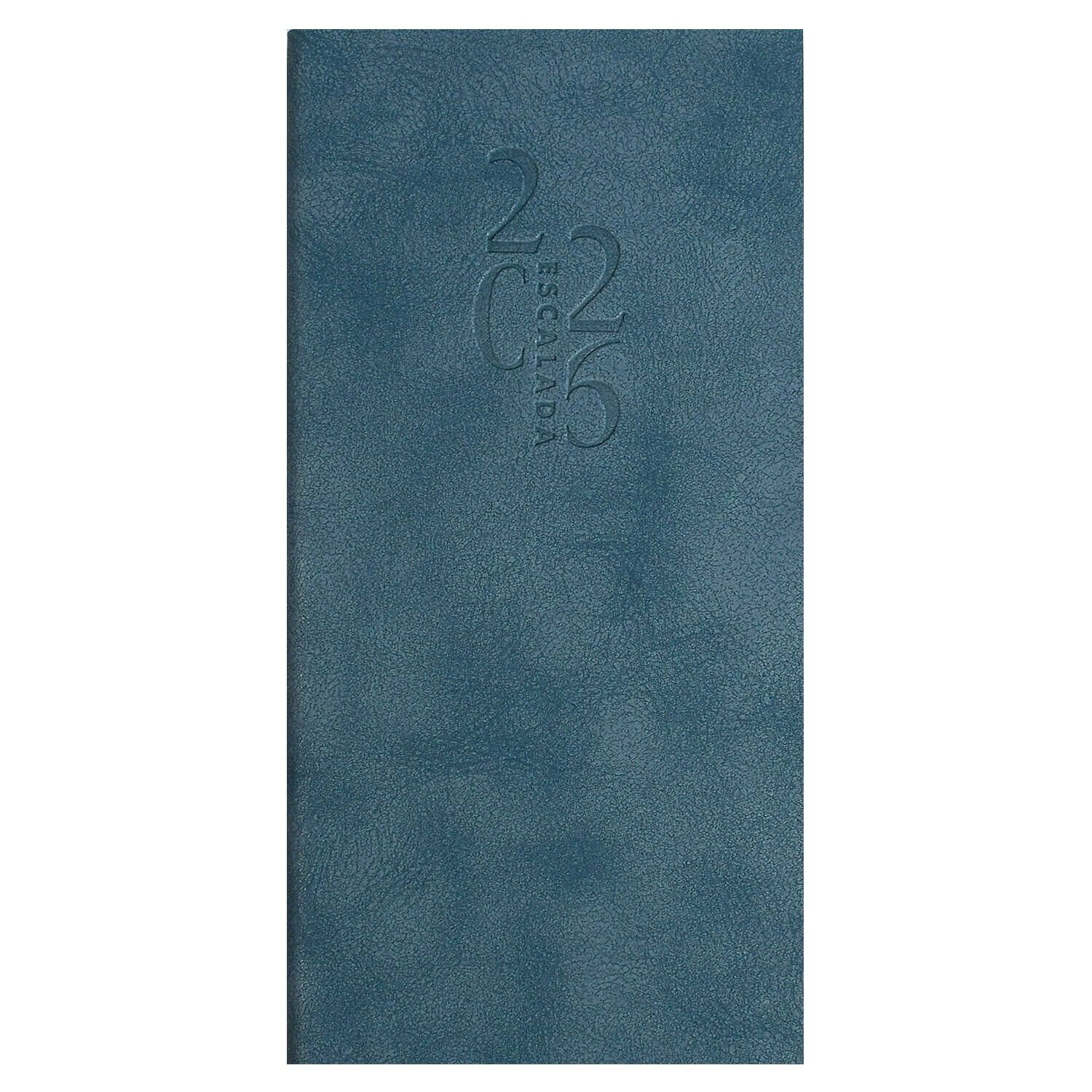 Еженедельник датированный 2026 год, 64 листа, 80х165 мм "Тиволи глосс", сизо-синий