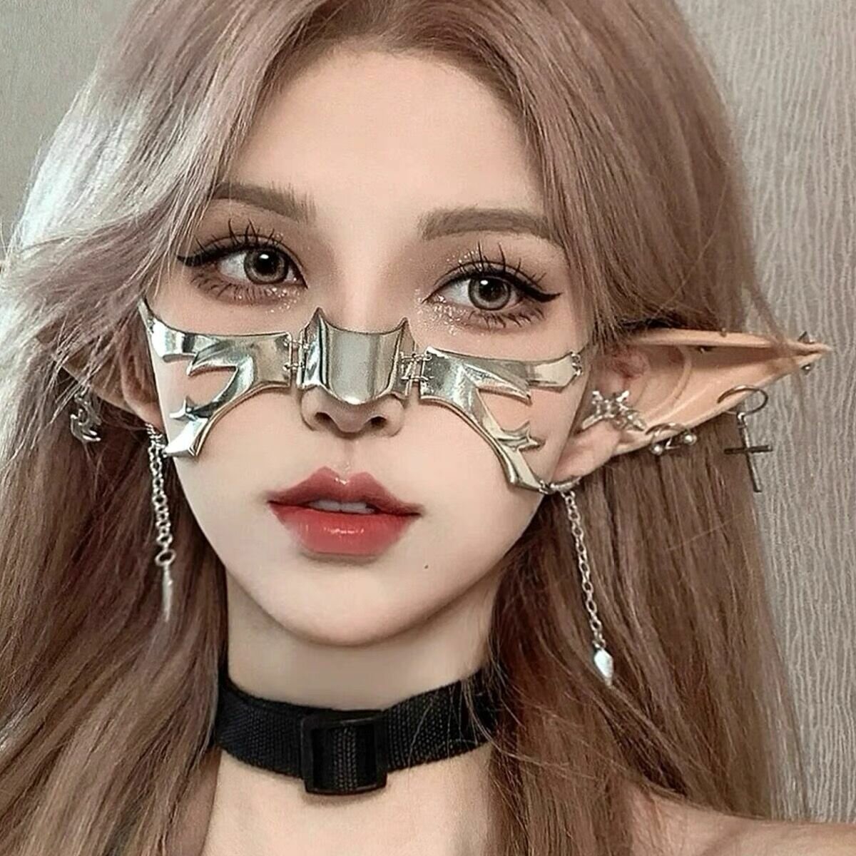 Киберпанк металлическая маска для лица, маска для рта, мужская маска для косплея, стоппер для укуса, аксессуар для Хэллоуина