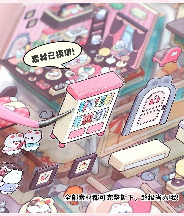 Книга с наклейками 20 в 1 3D пейзаж, мультфильм, коллекция DIY, подарок на день рождения для детей