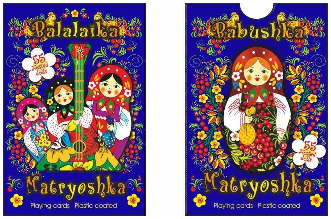 Игральные карты ламинированные сувенирные Матрешка 55 карт колода