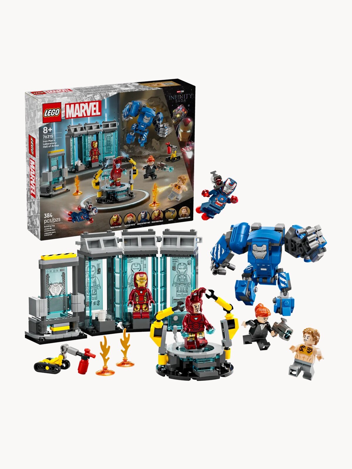 Конструктор LEGO Super Heroes 76315 Лаборатория Железного человека: Зал костюмов, 384 дет.