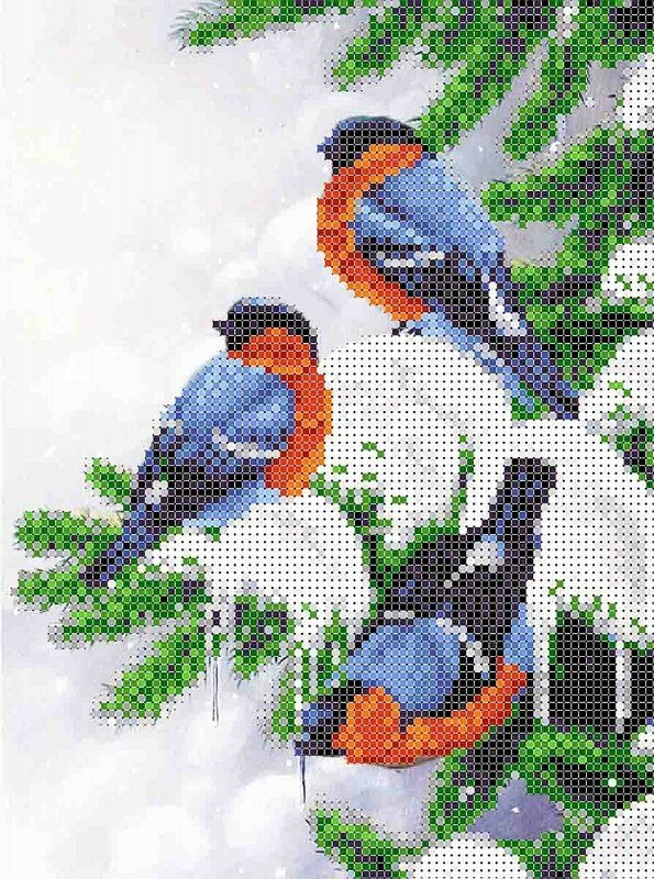 Набор для вышивания Каролинка #кбжн(Ч) 4001 Снегири бисер, Вышивка бисером, 19 х 25.4 см