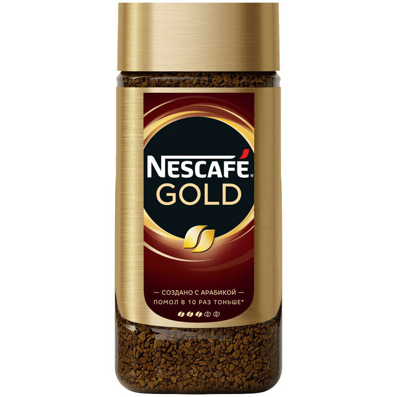 Кофе растворимый Nescafe "Gold", сублимированный, с молотым, тонкий помол, стеклянная банка, 190г, 266710