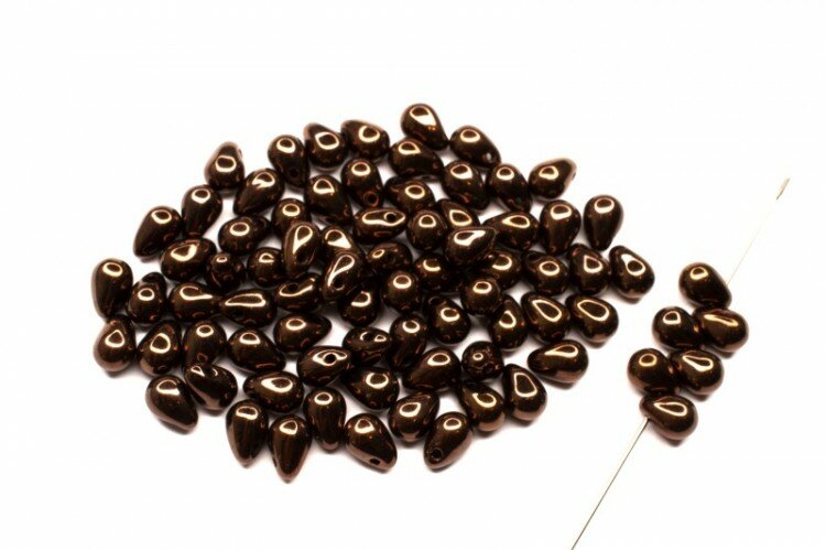 Бусины Side Drill Tear Drop 6х4мм, отверстие 0,8мм, цвет 23980/14415 темная бронза, 754-050, 10г (около 70шт)