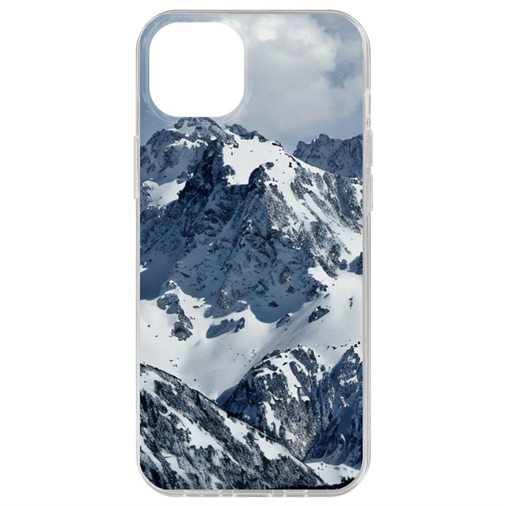 Чехол-накладка Krutoff Clear Case Горы для iPhone 15 Plus, с рисунком, термопластичный полиуретан (TPU)