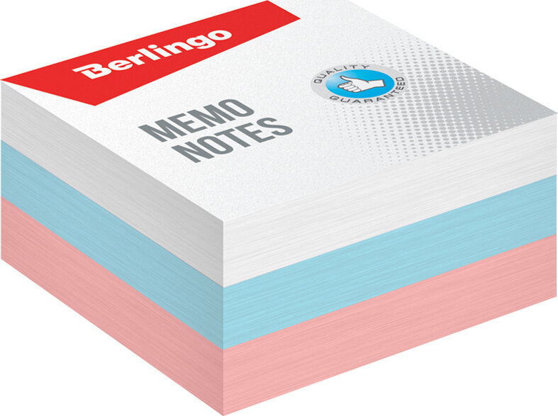 Блок для записи Berlingo "Триколор" 9*9*4,5см, цветной, пастель