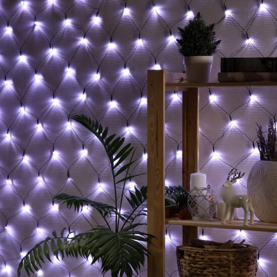 Электрогирлянда Luazon Lighting Сеть 2х2 м, IP20, темная нить, 224 LED, свечение белое, 8 режимов, 220 В