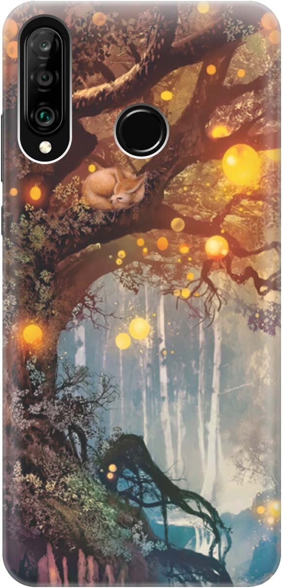 Силиконовый чехол на Honor 20 Lite, 20s, Huawei P30 Lite, Хуавей П30 Лайт, Хонор 20 Лайт, 20s с принтом "Лиса на древе"