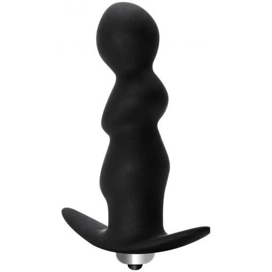Анальная вибропробка Lola Toys Чёрная фигурная Spiral Anal Plug - 12 см.