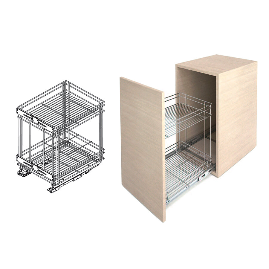 Корзина полного выдвижения с доводчиком 2 ур. ниж. 500/450, на направляющие TEN, хром, FGV