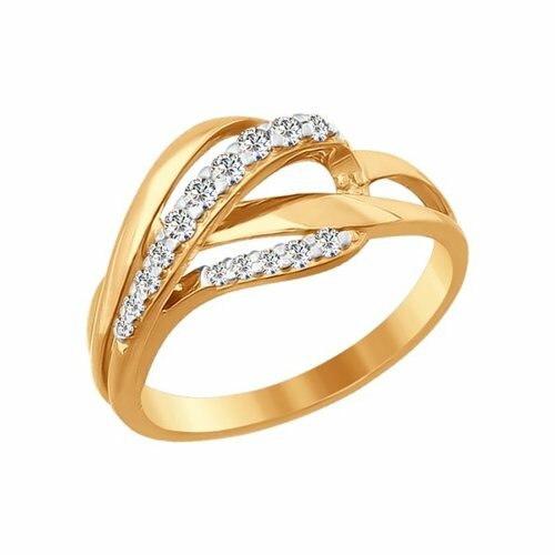 Кольцо, красное золото, 585 проба, фианит