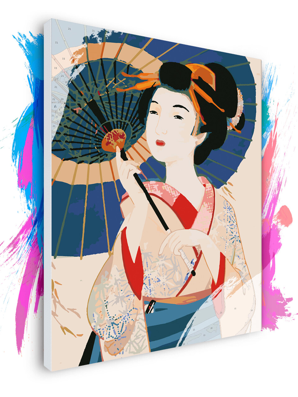 Картина по номерам на холсте Гейша с зонтиком, 40 х 50 см