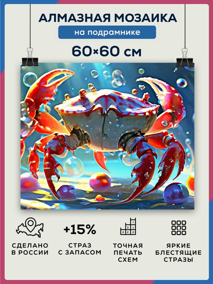 Алмазная мозаика 60x60 Краб-гигант на подрамнике