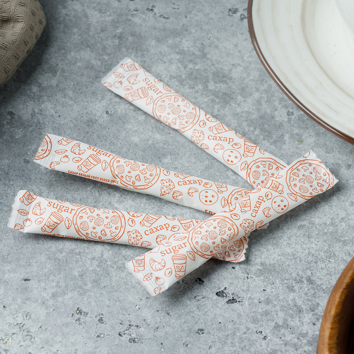 "Порционный сахар Пицца-Оранжевый" 3,5 гр 198 штук