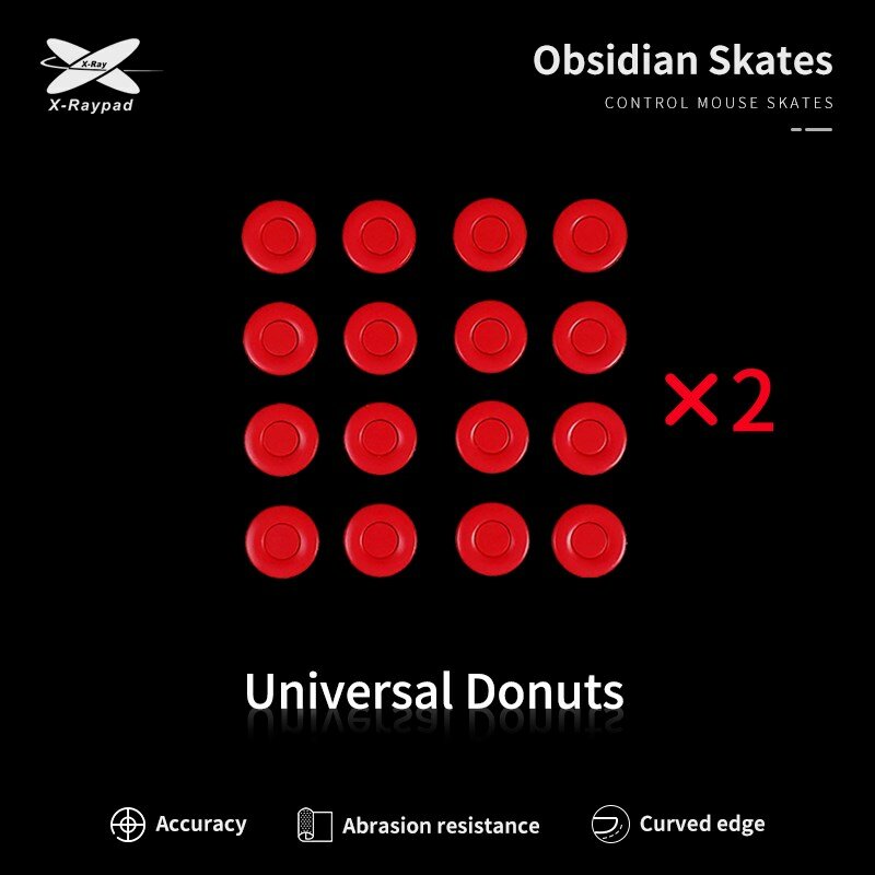 Ножки для мыши (глайды) X-raypad Obsidian Universal Donuts, универсальные, 0.8мм, D=9.5мм, 32шт