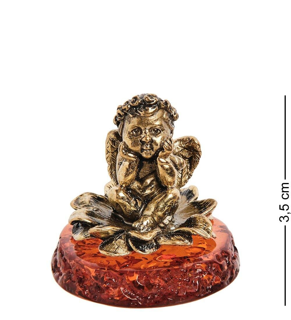 Фигурка Ангел на цветочке (латунь, янтарь) A2163332 Народные промыслы бронзовый