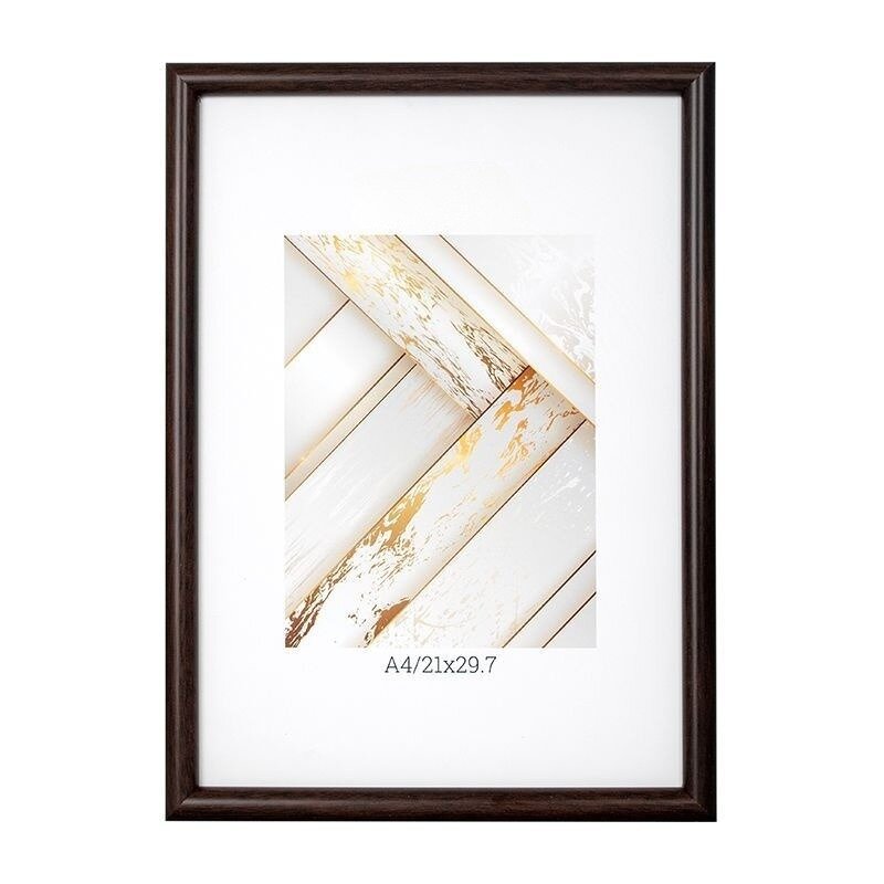 Настольная фоторамка, рамка для фотографии, рисунка, документа 21х30 см, 21х29,7 (а4) см, минимализм, под дерево, темно-коричневая, с ножкой-подставкой GF 6395