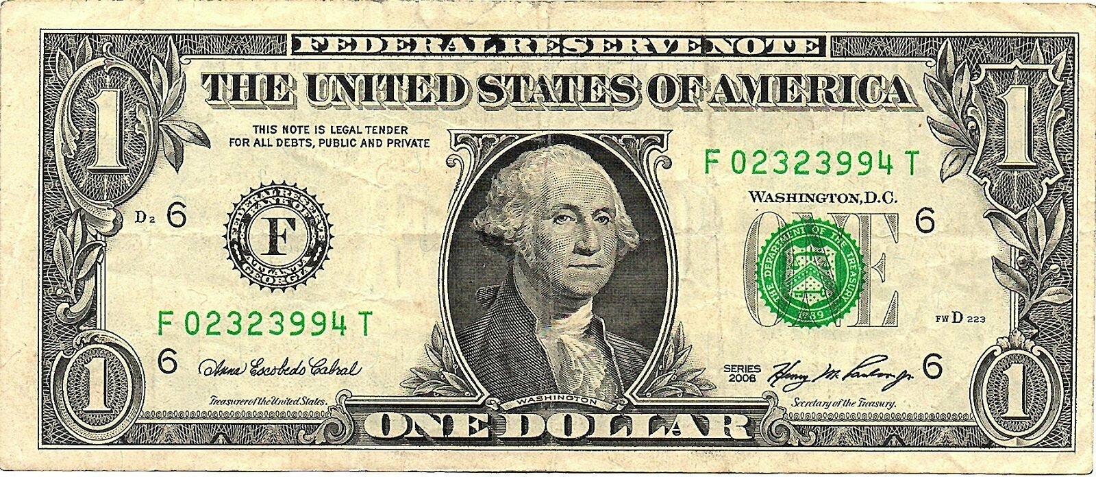 Доллар 2006 г США № 02323994