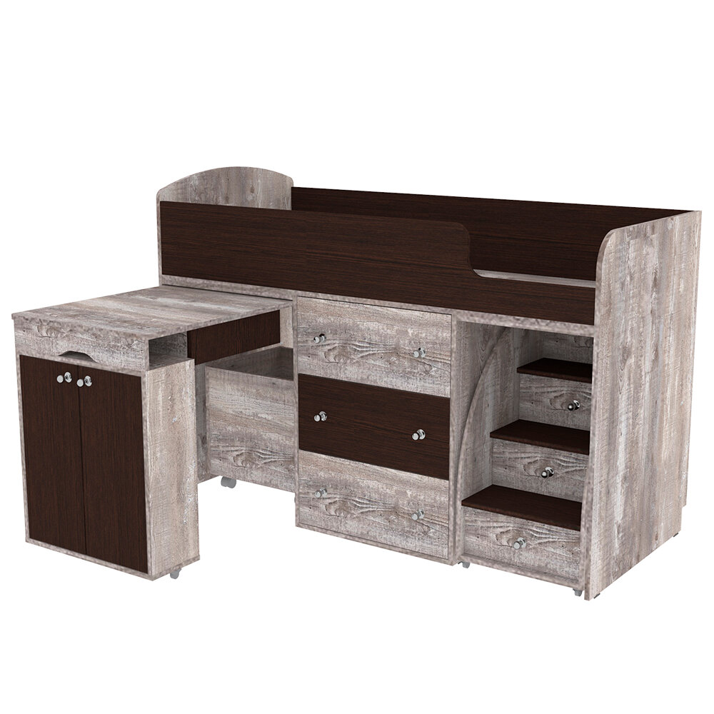 Кровать чердак Малыш Бетон Венге