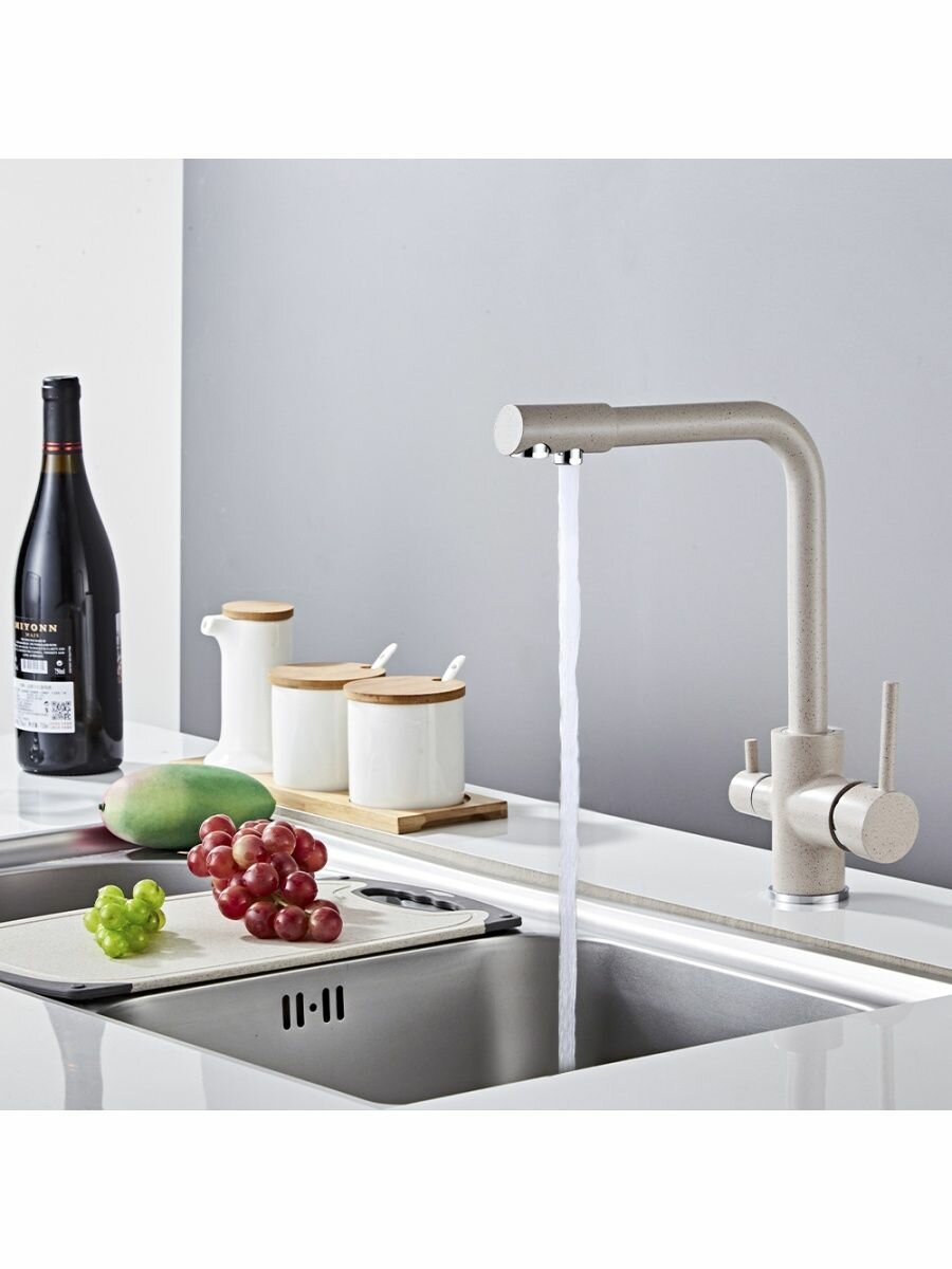 Смеситель для кухни Hansen HL15081-M, латунная сталь, бежевый, с аэратором