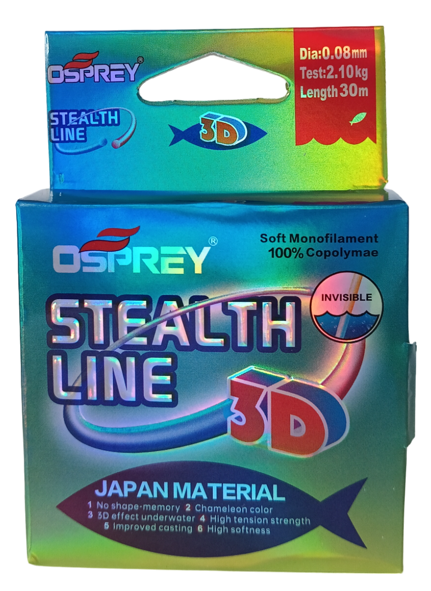 Монофильная леска хамелеон OSPREY STEALTH Line 3D, 0.08 мм, 30 м