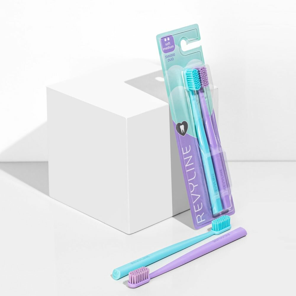 Набор зубных щёток Revyline SM 6000 DUO, мятная и фиолетовая, 2 шт