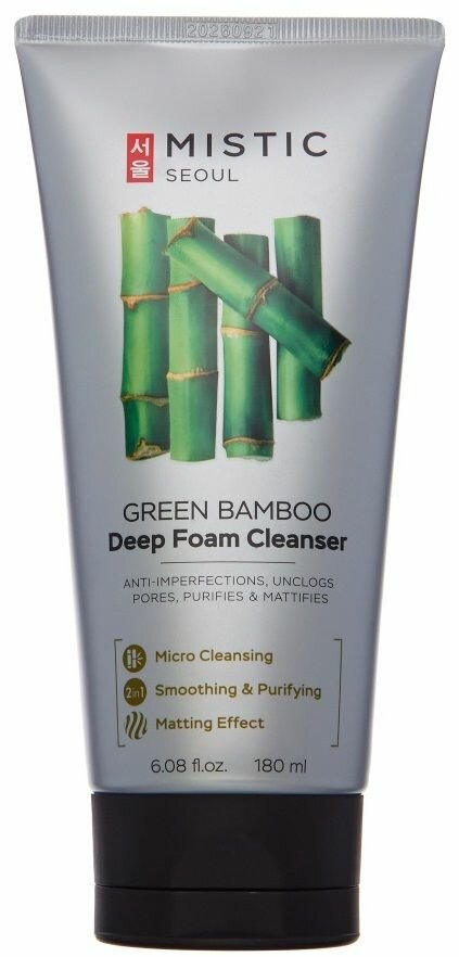 MISTIC Глубокоочищающая пенка для умывания с экстрактом бамбука Green Bamboo Deep Foam Cleanser, 180 мл