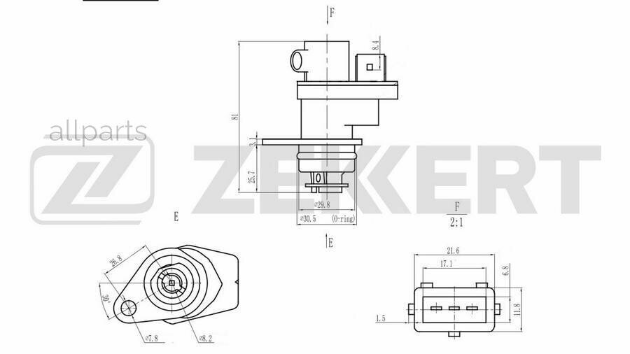 ZEKKERT SE-8515 Датчик скорости Citroen Jumper (230_) 94- Peugeot Boxer (230_ ZCT_) 94- Partner 96- 406 95-