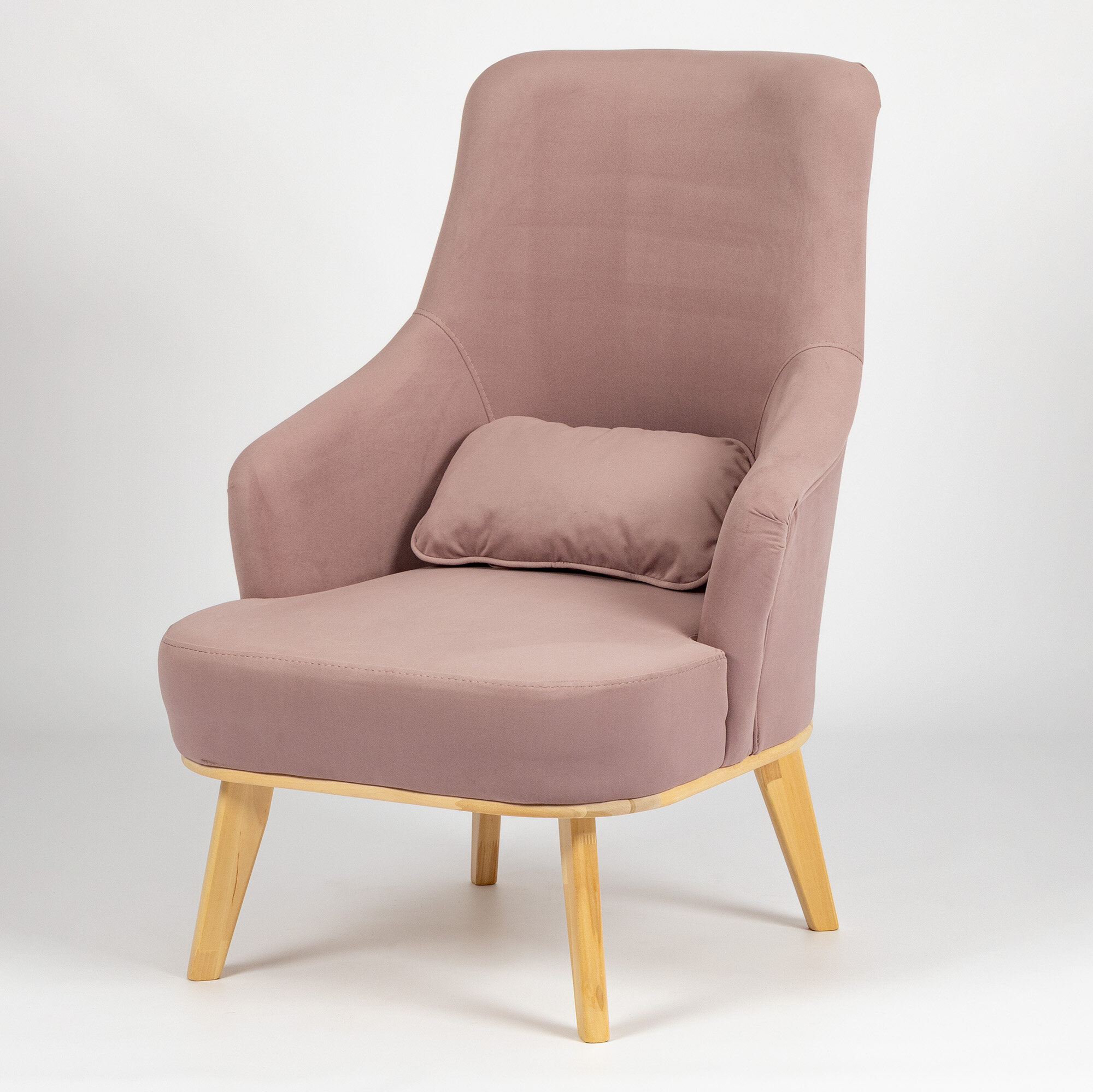 Кресло мягкое с высокой спинкой Диван 24 "Комфорт-5" светло-розовый, велюр