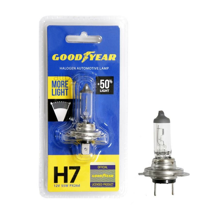 GOODYEAR GY017125 Goodyear Лампа автомобильная галогенная Н7 12V 55W PX26d More Light (блистер) GY017125