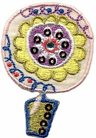 HKM 32890/1SB Термоаппликация "Цветок в горшке с пайетками", 6.5 х 4 см