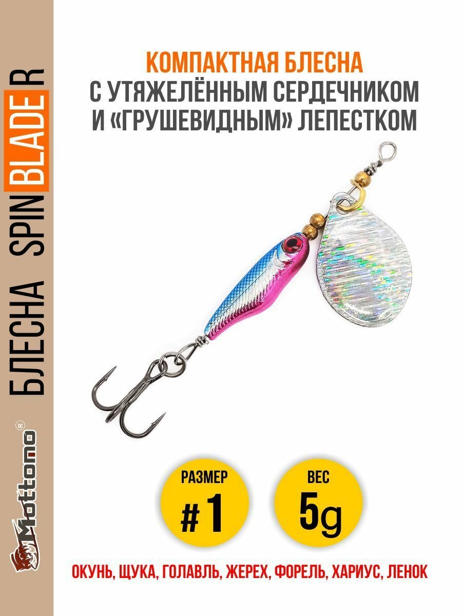 Блесна для рыбалки Spin Blade R #1 5g Silver Silver на окуня голавля щуку