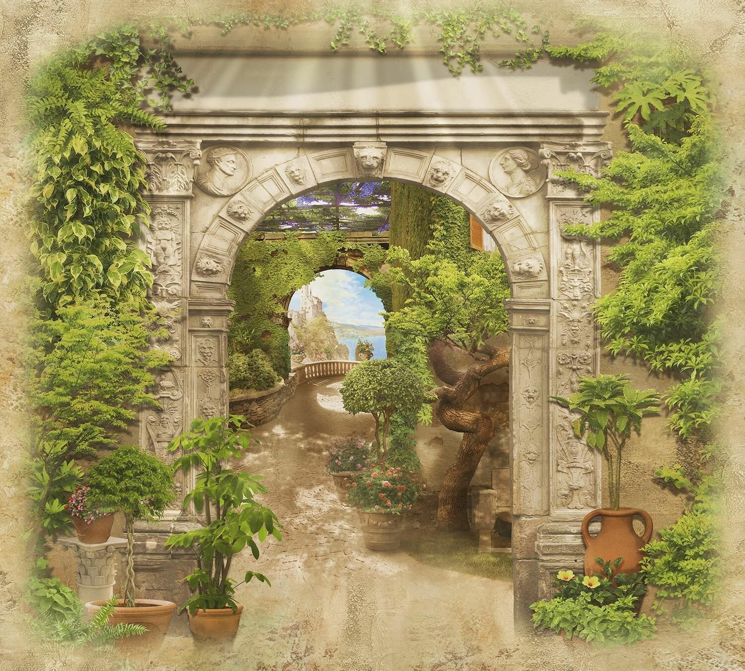 Фотообои/F коллекцияF-206 Проход через старинную арку 300х270-1Divino