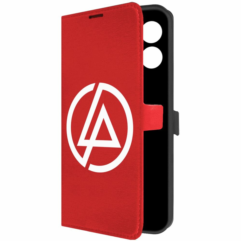 Чехол-книжка Krutoff Eco Book для Oppo A18 Linkin Park (Линкин Парк) (красный)