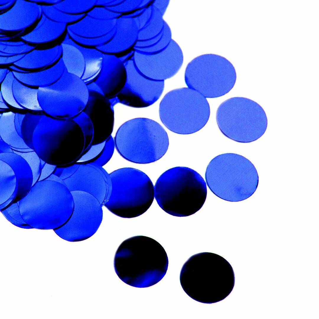 Конфетти фольга Круг, Королевский синий, Металлик, 2 см, 50 г.
